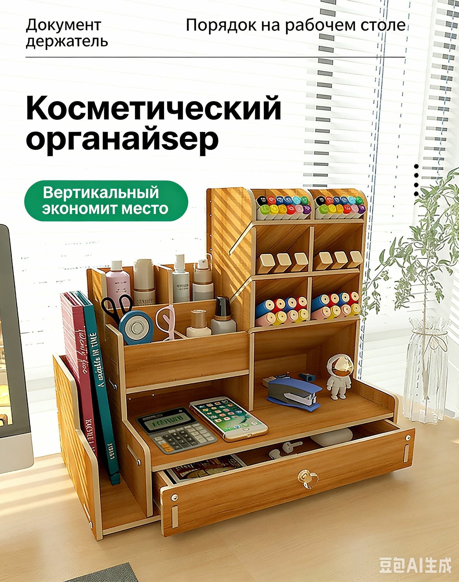 Вместительная настольная подставка для ручек и фломастеров, выдвижной ящик, для детского стола, органайзер для канцелярии настольный органайзер для канцелярии выдвижной ящик для ручек