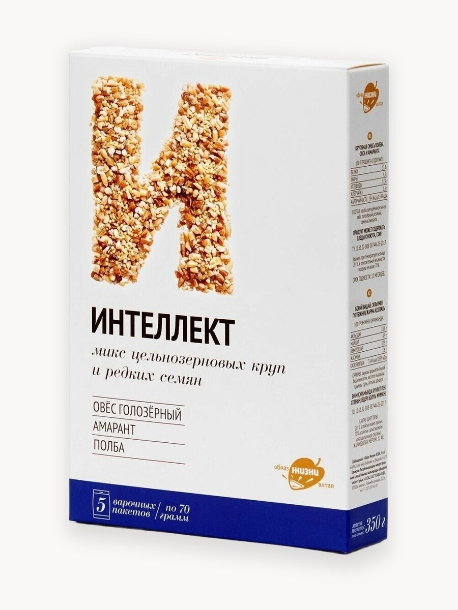 Каша интеллект Набор полба, овес и амарант, 4 шт, 1400г