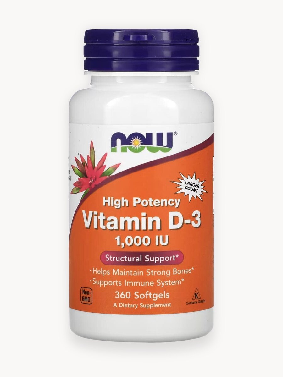 NOW Foods Vitamin D-3 1000 IU 360 гел. капсул