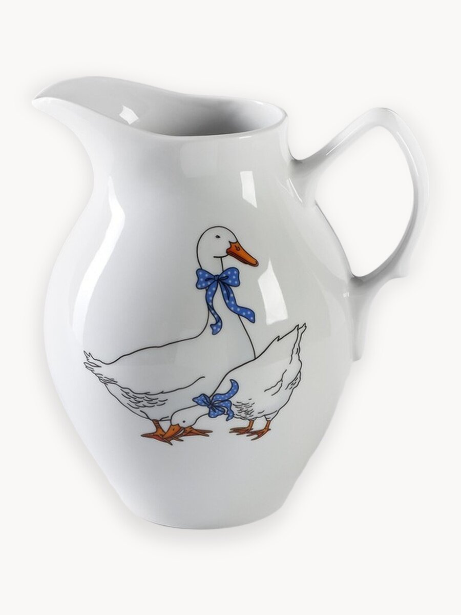 Кувшин Добрушский фарфоровый завод «Гуси», с ручкой, фарфор, 2 л, микс