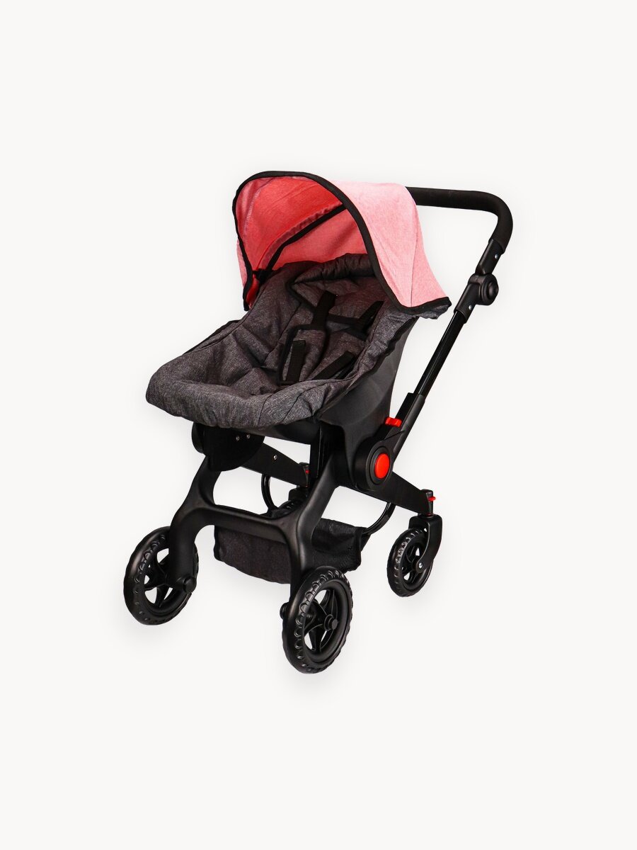 Коляска-трансформер для куклы (60х35х70см) со съемной люлькой и корзиной (арт. 9706-A)