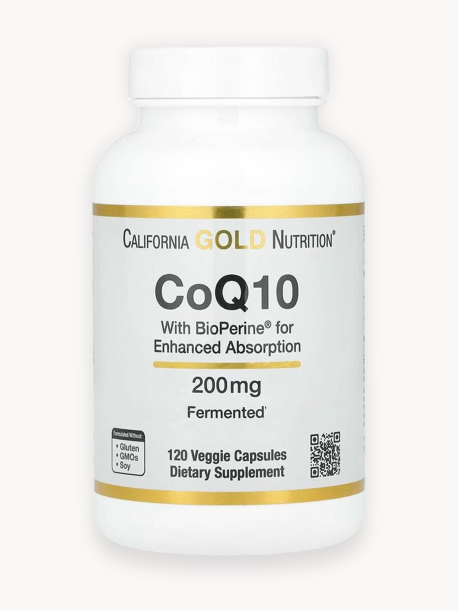 Коэнзим Q10, 200 мг 120 растительных капсул CoQ10 (убихинон), California Gold Nutrition, США