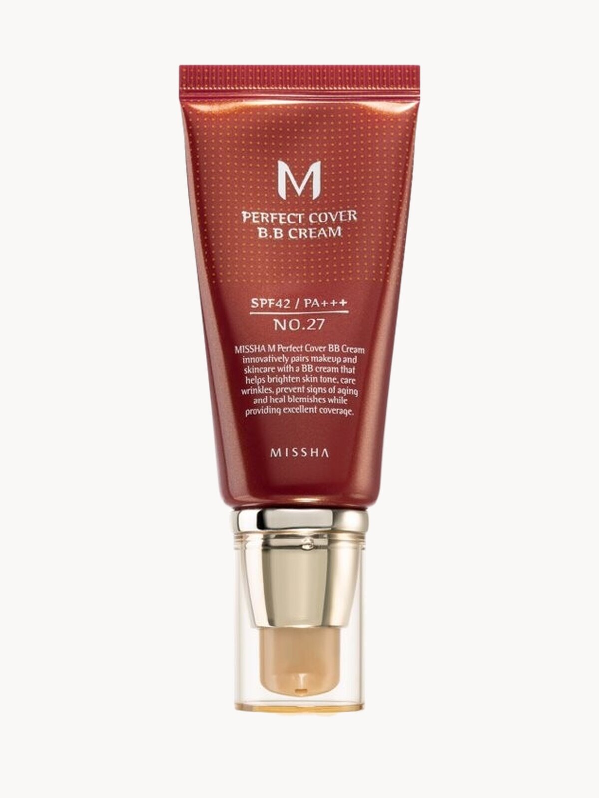 Missha BB крем для лица M Perfect Cover BB Cream тональный солнцезащитный SPF 42++ Корея, тон 27, 50 мл