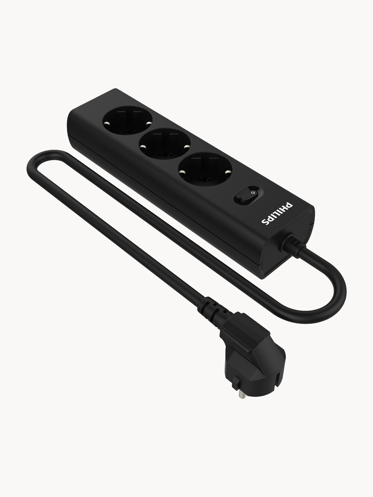 Сетевой фильтр Philips 3 розетки, кабель - 2 м, черный