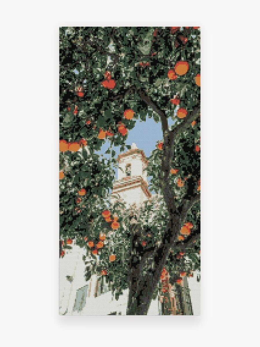 Алмазная мозаика на подрамнике - вышивка Апельсиновый сад 30 х 60 см