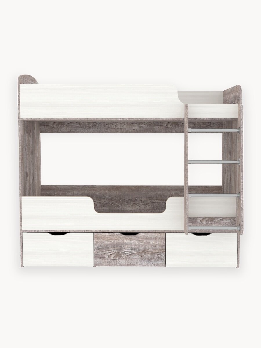 Кровать двухъярусная Малыш Двойняшка 70х160 Бетон Белое Дерево