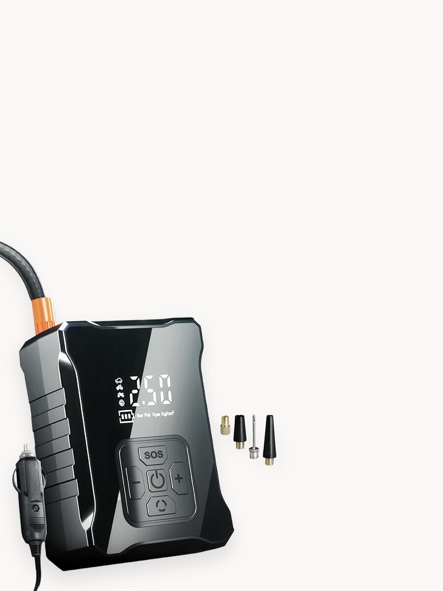 Компрессор автомобильный аккумуляторный мощный 5 в 1, автомобильный насос с манометром