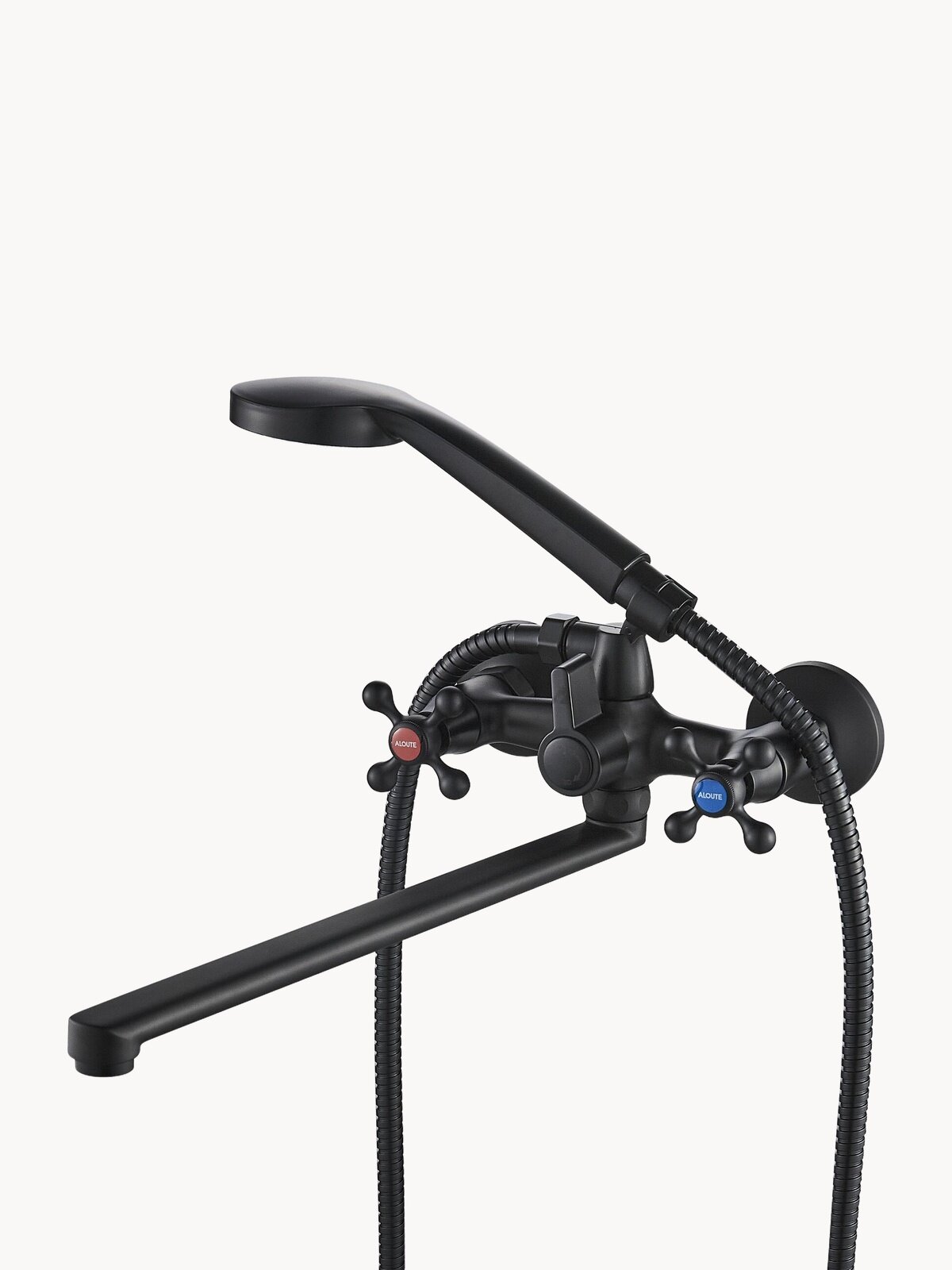 Смеситель для ванны с длинным изливом, черный из эко-алюминия A5083Н