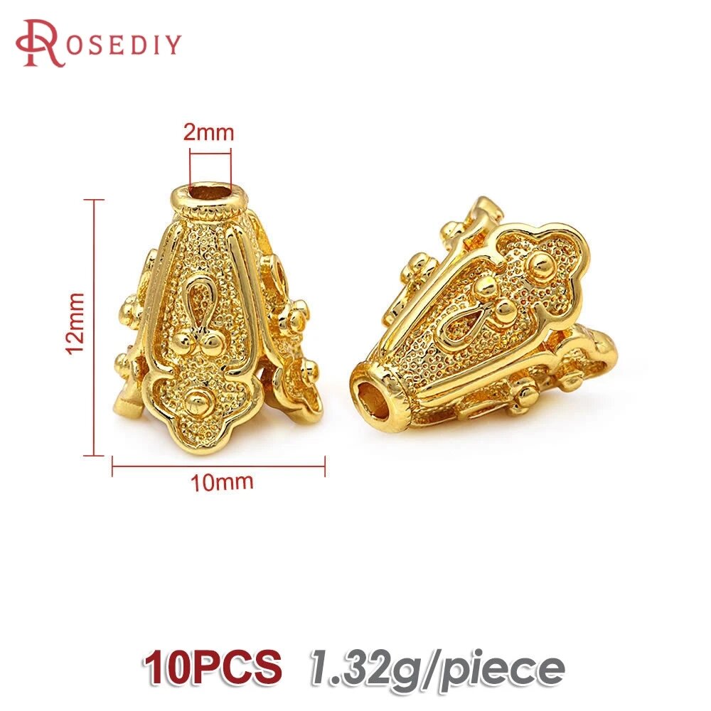 Шапки с бусинами, колпачки с кисточками Rosediy, латунь, золотистого цвета 52651-18K Gold Color