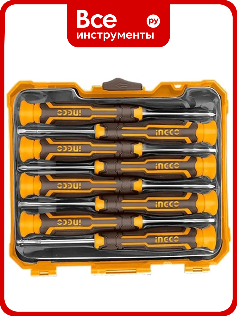 Набор отверток INGCO INDUSTRIAL HKSD0818, прецизионные, ABS-пластик, CrV, 8 шт
