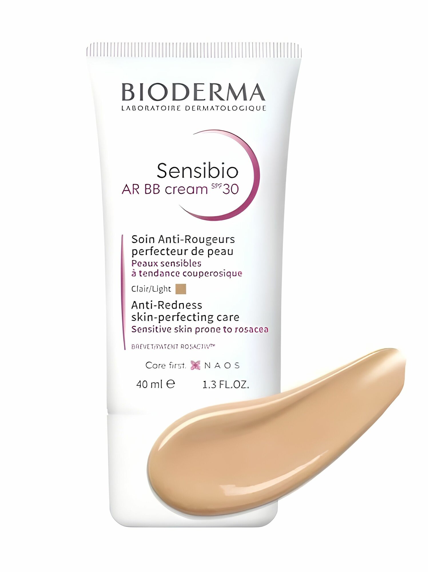 Биодерма Защитный BB-крем AR для кожи с покраснениями и розацеа Sensibio SPF 30+ тон светлый, 40 мл