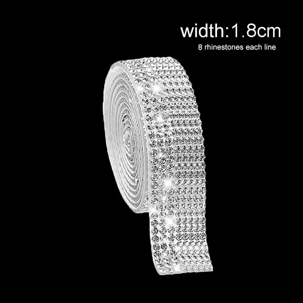 Стразовая лента 1.8cm, белая, 90 см