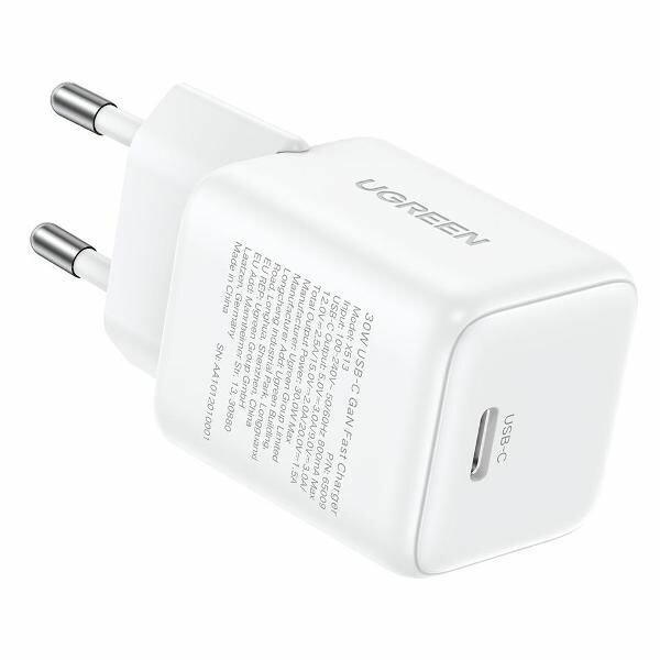 Сетевое зарядное устройство uGreen X513 (65009) 30W USB-C GaN Fast Charger EU белое