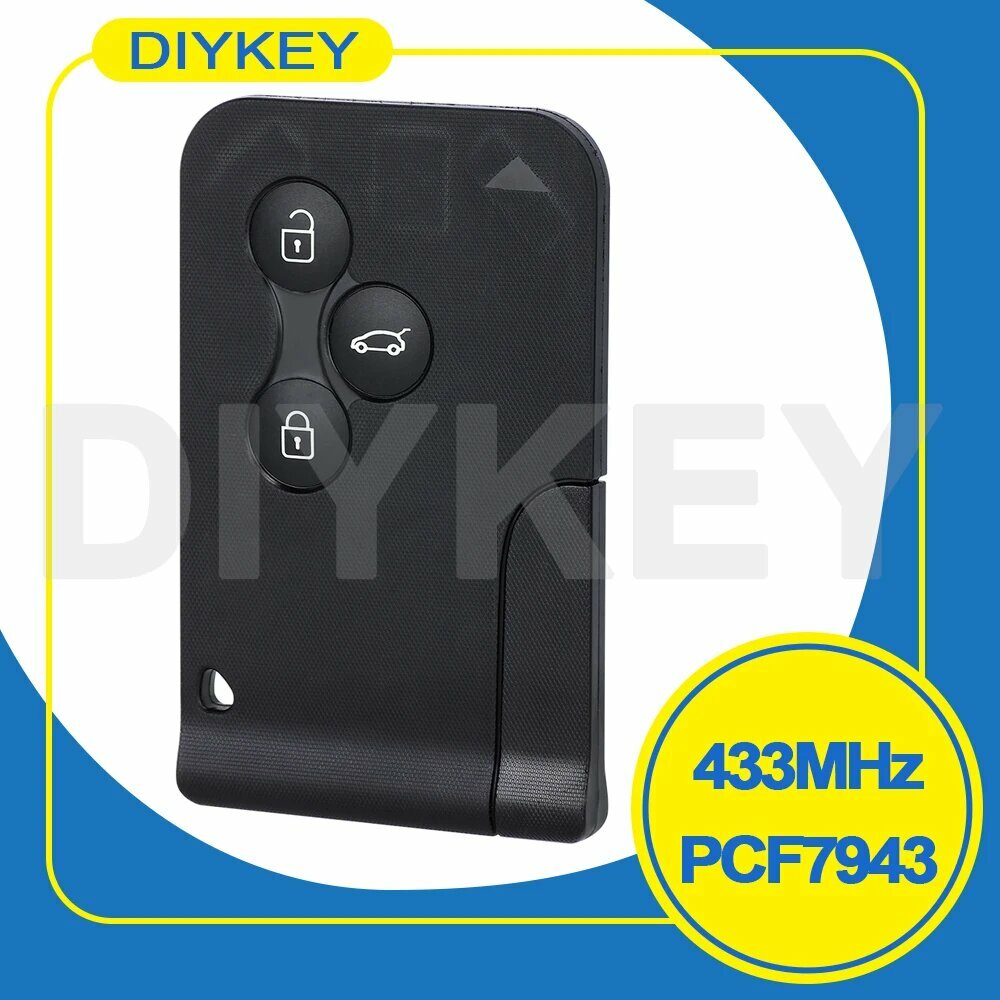Смарт-ключ-карта с чипом PCF7943 ID46, 433 МГц, 3 кнопки, для Renault Megane II, Scenic II, Grand Scenic II 2003-2008