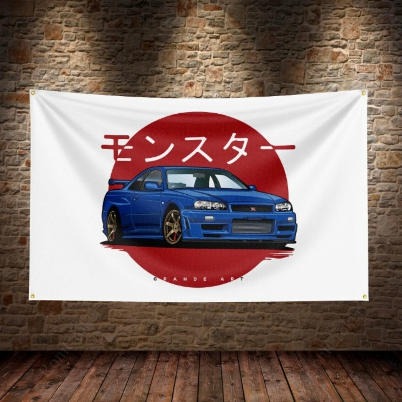 Флаг плакат баннер JDM Nissan Skyline GTR R34 Ниссан Скайлайн ГТР