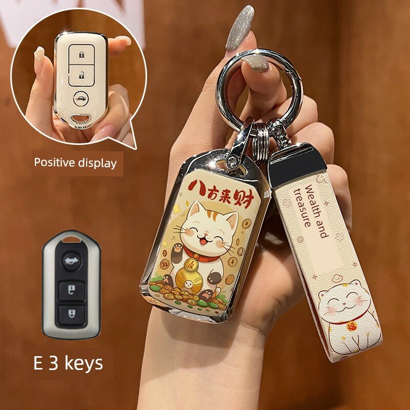 Ключевой брелок Toyota E-серии 3-кнопочный с дизайном счастливого кота и совместным браслетом с прозрением, аксессуар