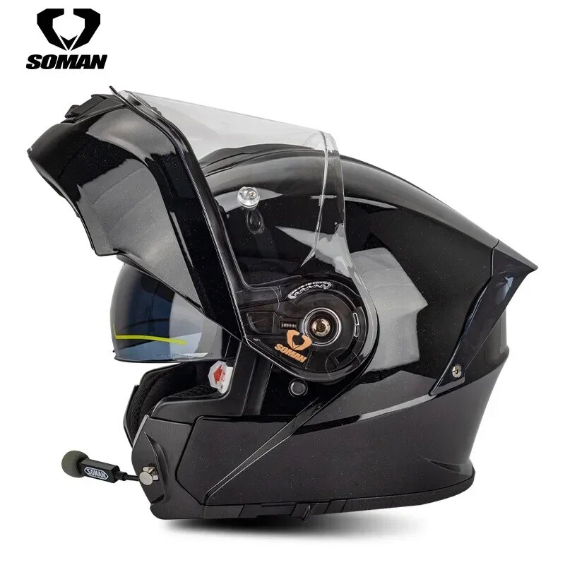 SOMAN SM965 Motorcycle Bluetooth Helmet Flip Up Full Face Casco With DOT&ECE Certification Casque Cycling Helmets