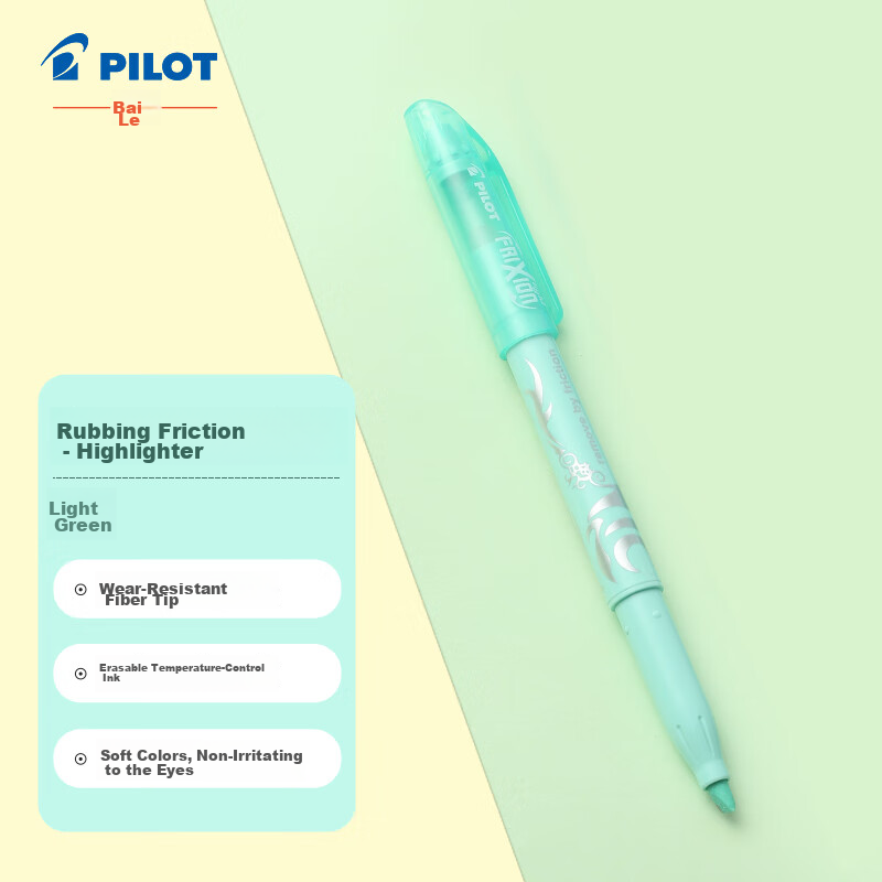 PILOT Erasable Highlighter, Natural Color Series, Color Frixion Marker, Highlighting Pen, SW-FL Slanted Tip, Light Green, Single Pen