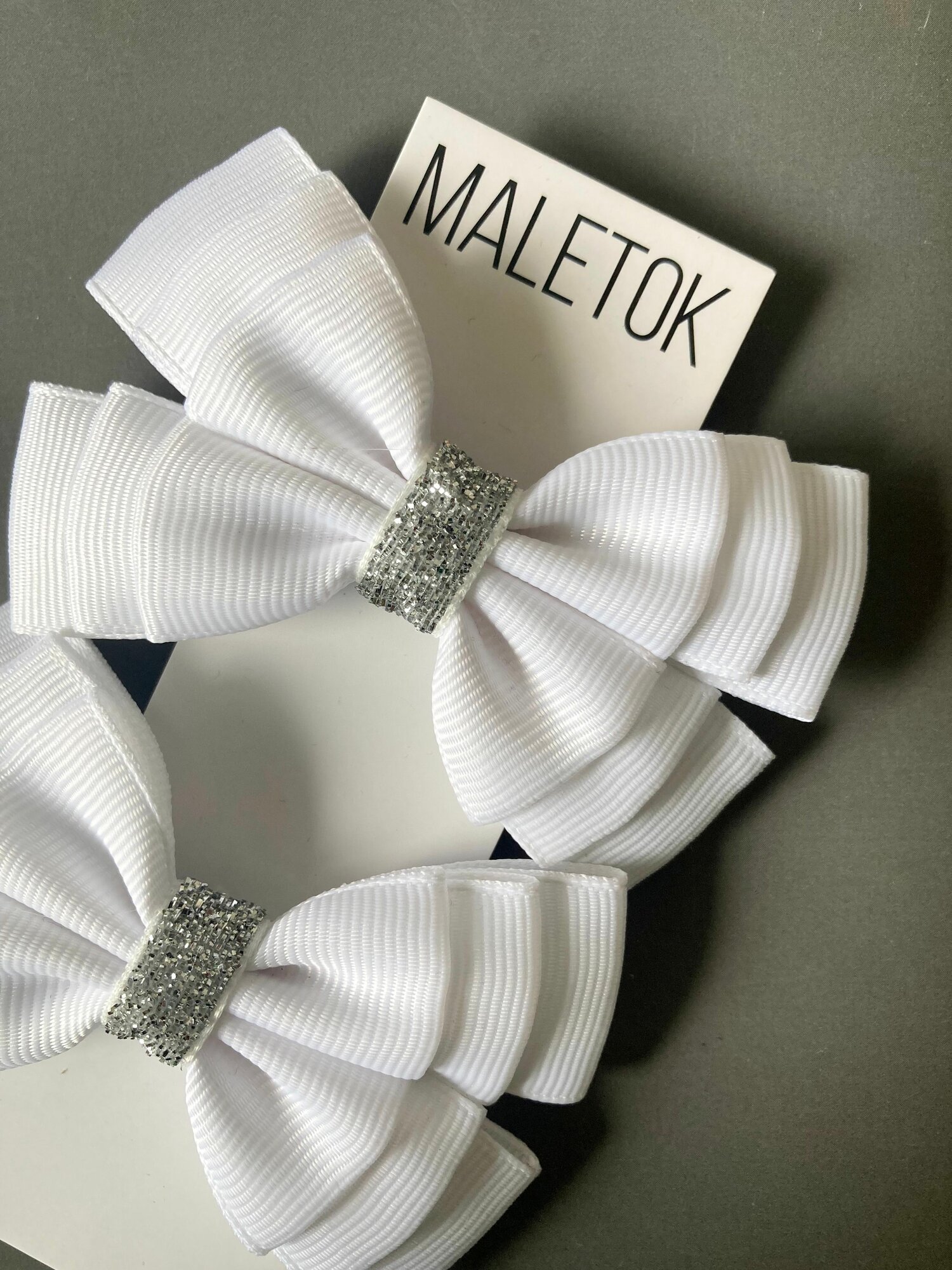 Бант для волос на резинке MALETOK, 2 шт, цвет белый