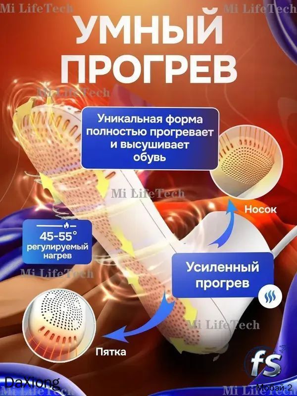 Сушилка для обуви белого цвета, 1 упаковка в комплекте, компактное устройство для сушки обуви в домашних условиях — фото 1