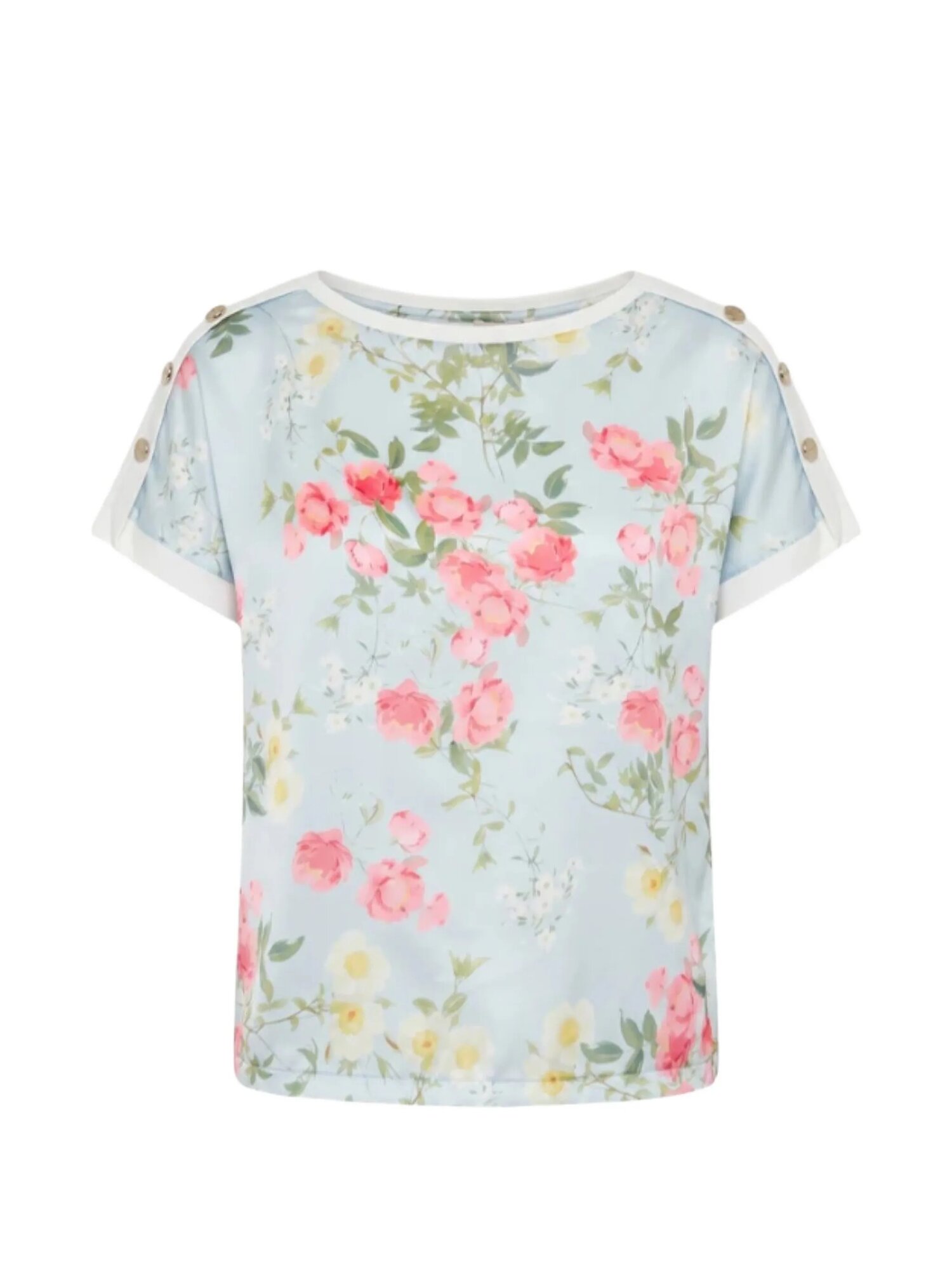 Футболка Floral-print button-detail T-shirt