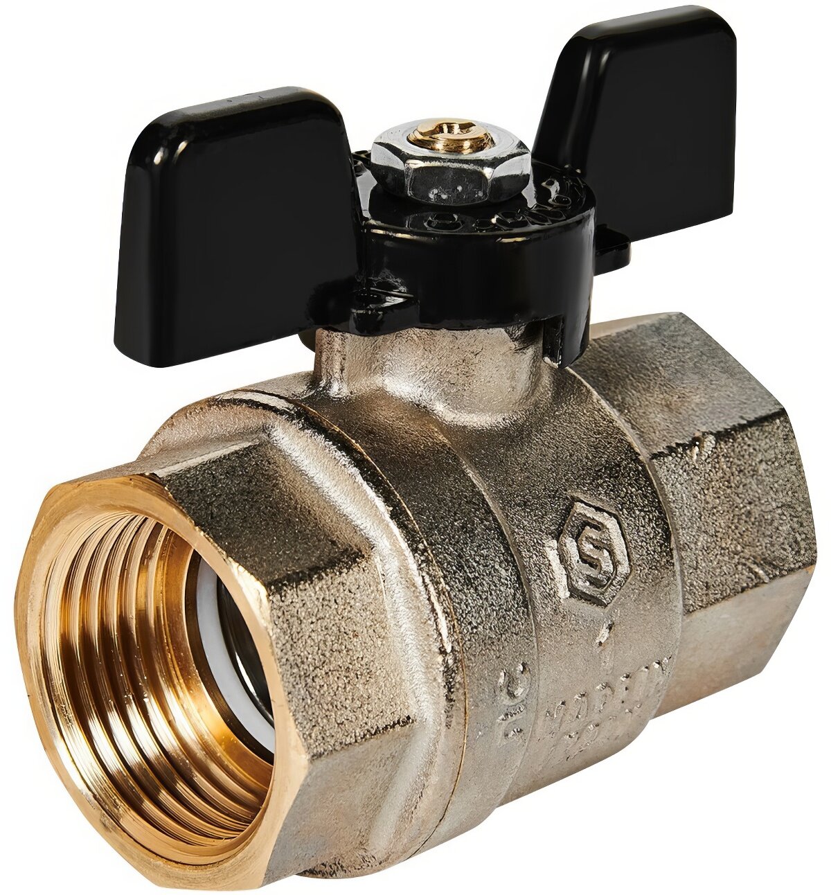 Кран шаровой прямой Stout SVB-0002 DN25 PN40 1" ВР ручка бабочка латунь