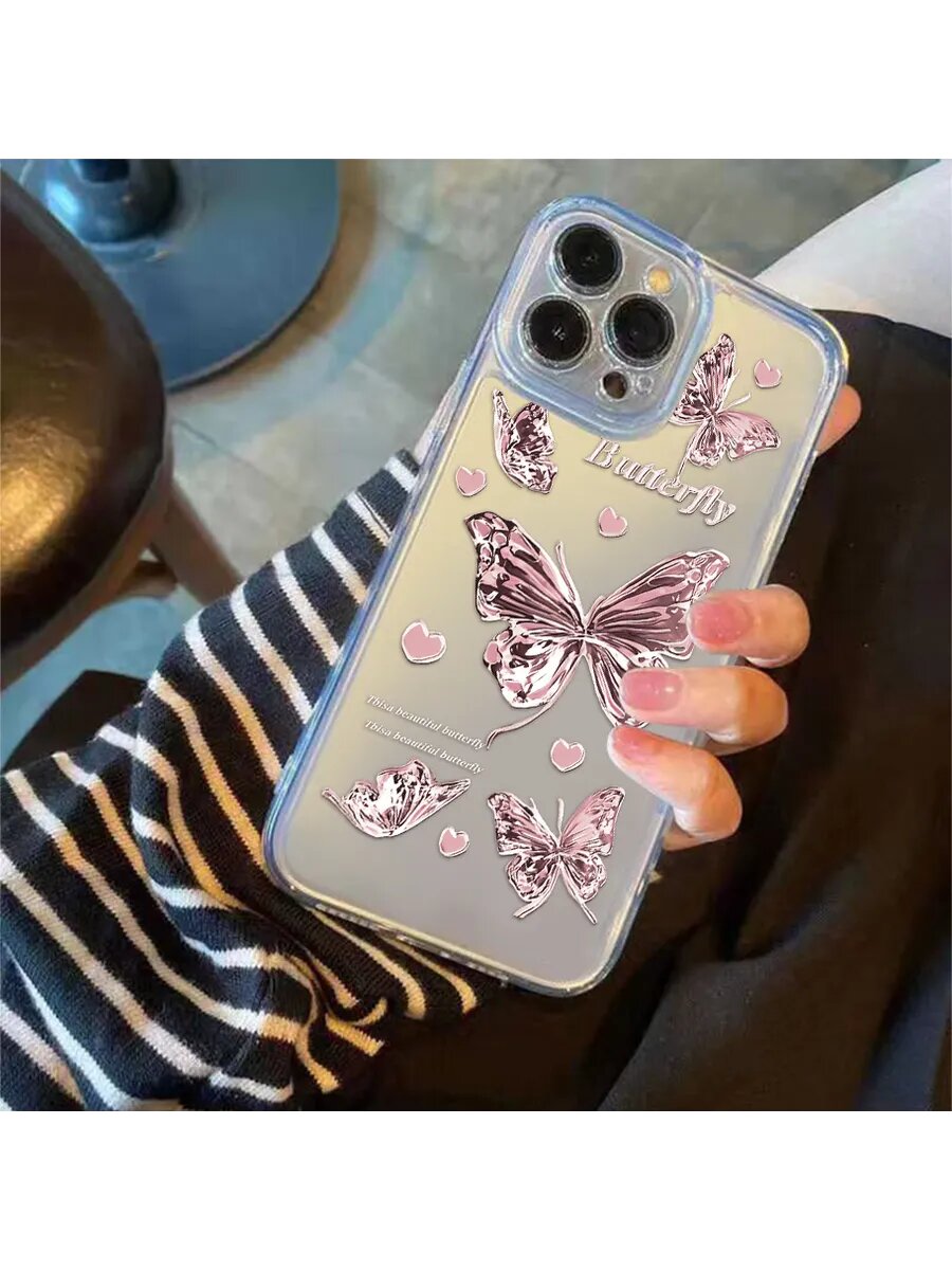 Чехол на iPhone 16 PRO MAX прозрачный с принтом Бабочки