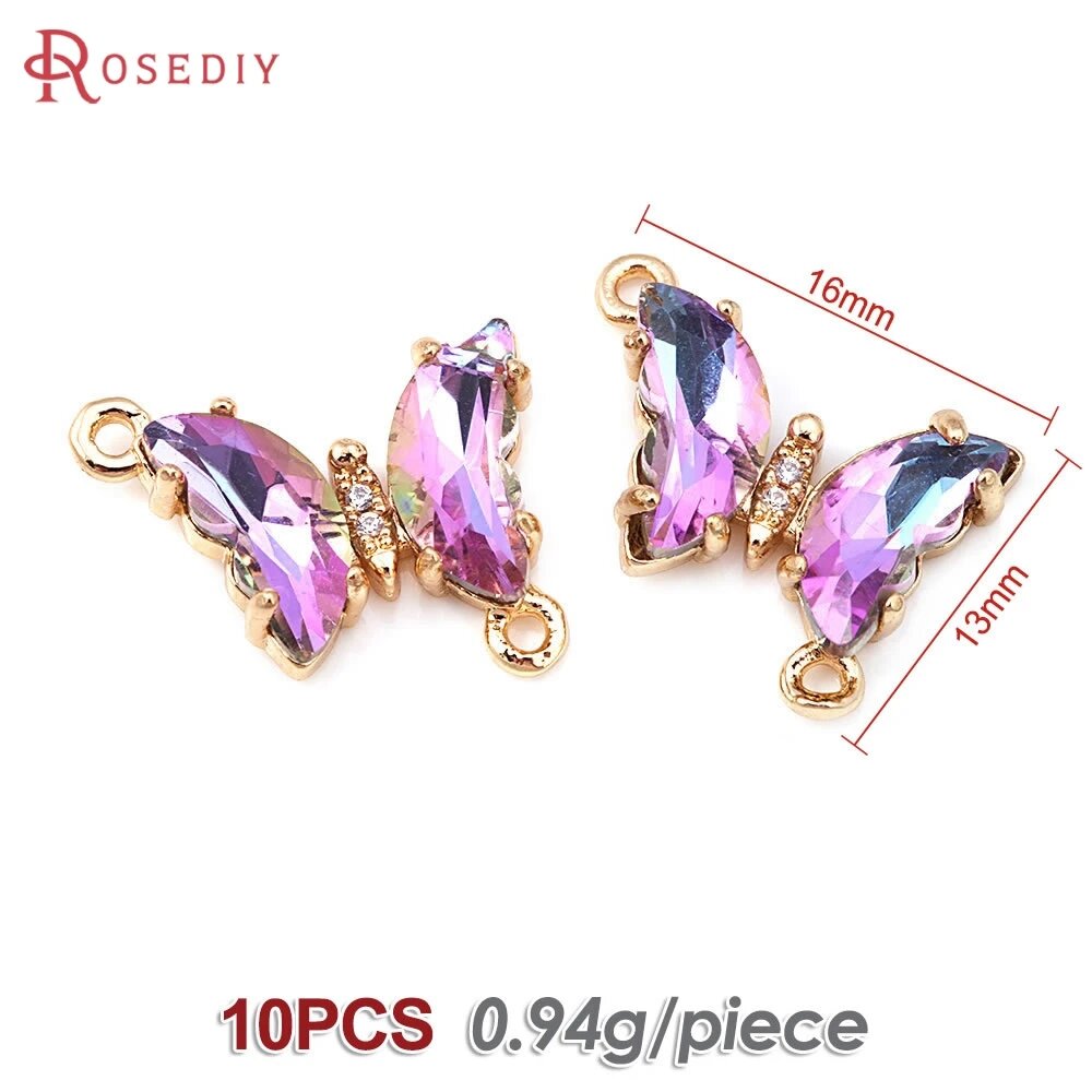 Подвески Rosediy бабочка латунь 18-каратное золото 13х16 мм 10 шт 48601