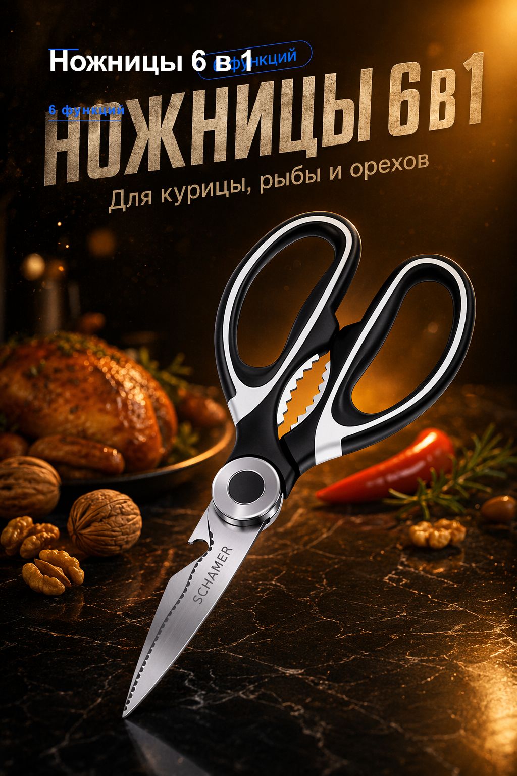 Ножницы 20.5 см, 1 шт.