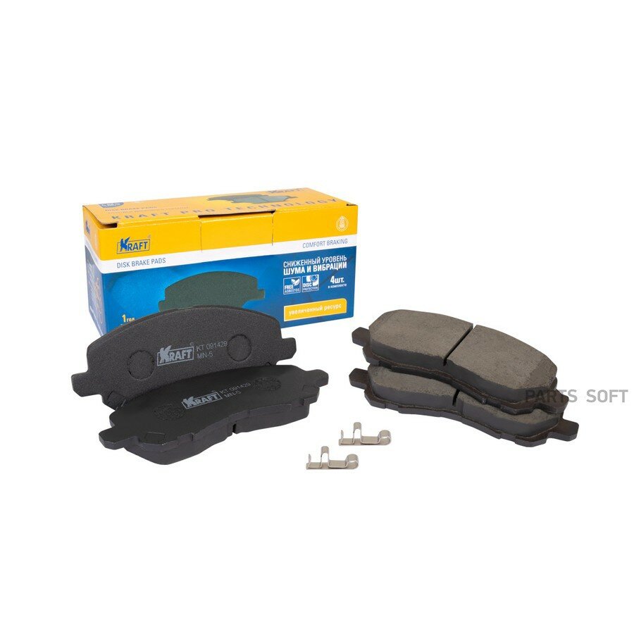 KRAFT KT091429 Колодки дисковые передние Mitsubishi Lancer IX-X (03-) 1.3-2.0D, Galant (00-04) 2.0-2.5