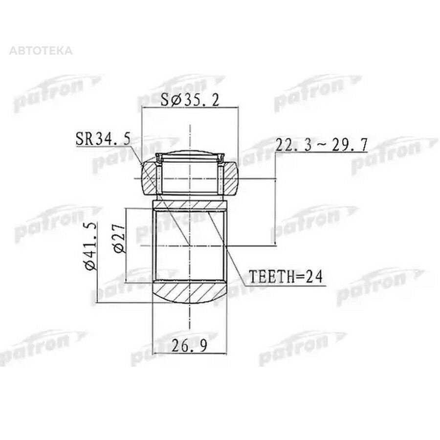 Трипод [Z:24 D:35.5mm] Fiat: Punto 1.3/1.9JTD/Stilo 03> Lancia: Ypsilon 95> PATRON PTD004