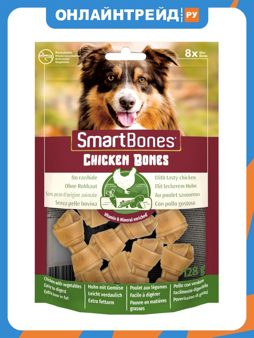 Лакомство для собак Smartbones Косточки куриные мини 8 шт.