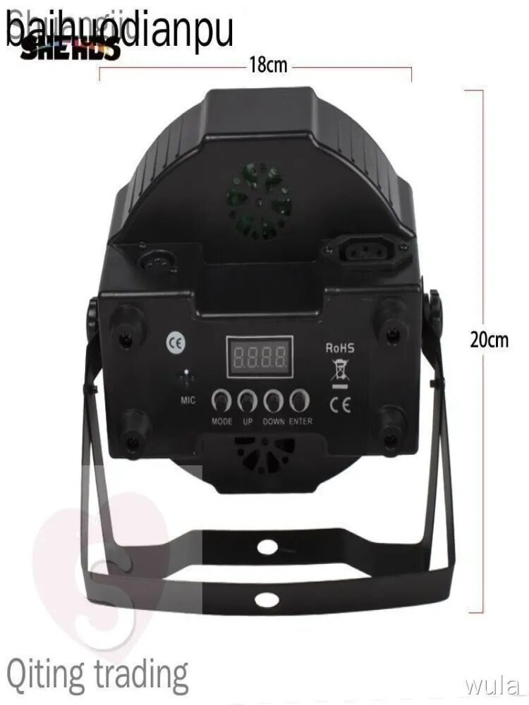Светодиодный плоский стробоскоп SHEHDS Par 7x18 Вт RGBWA + UV DMX512 6-10CH