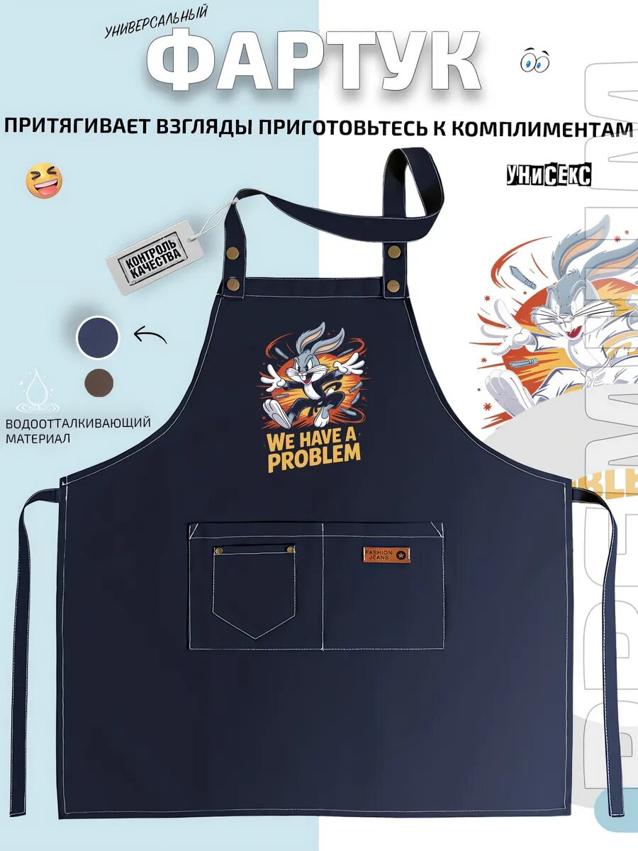 Фартук Багз Банни Bugs Bunny мультфильм комикс заяц кухонный с принтом универсальный