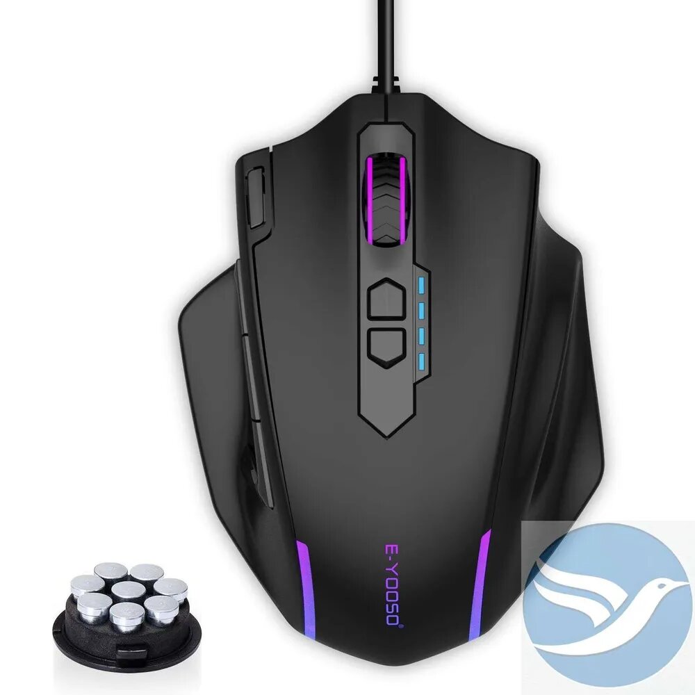 E-YOOSO Игровая мышь проводная, USB Type-C, оптический светодиодный, Pixart 3327, 12400 DPI, подсветка