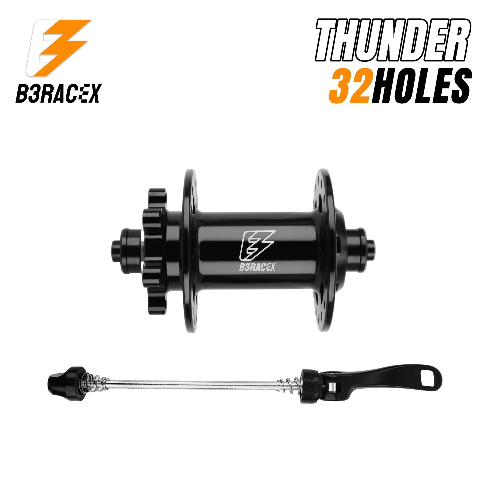 Втулка велосипедная B3RACEX THUNDER 32H чёрная передняя, 120T 6-собачья, 7075-T6 алюминий