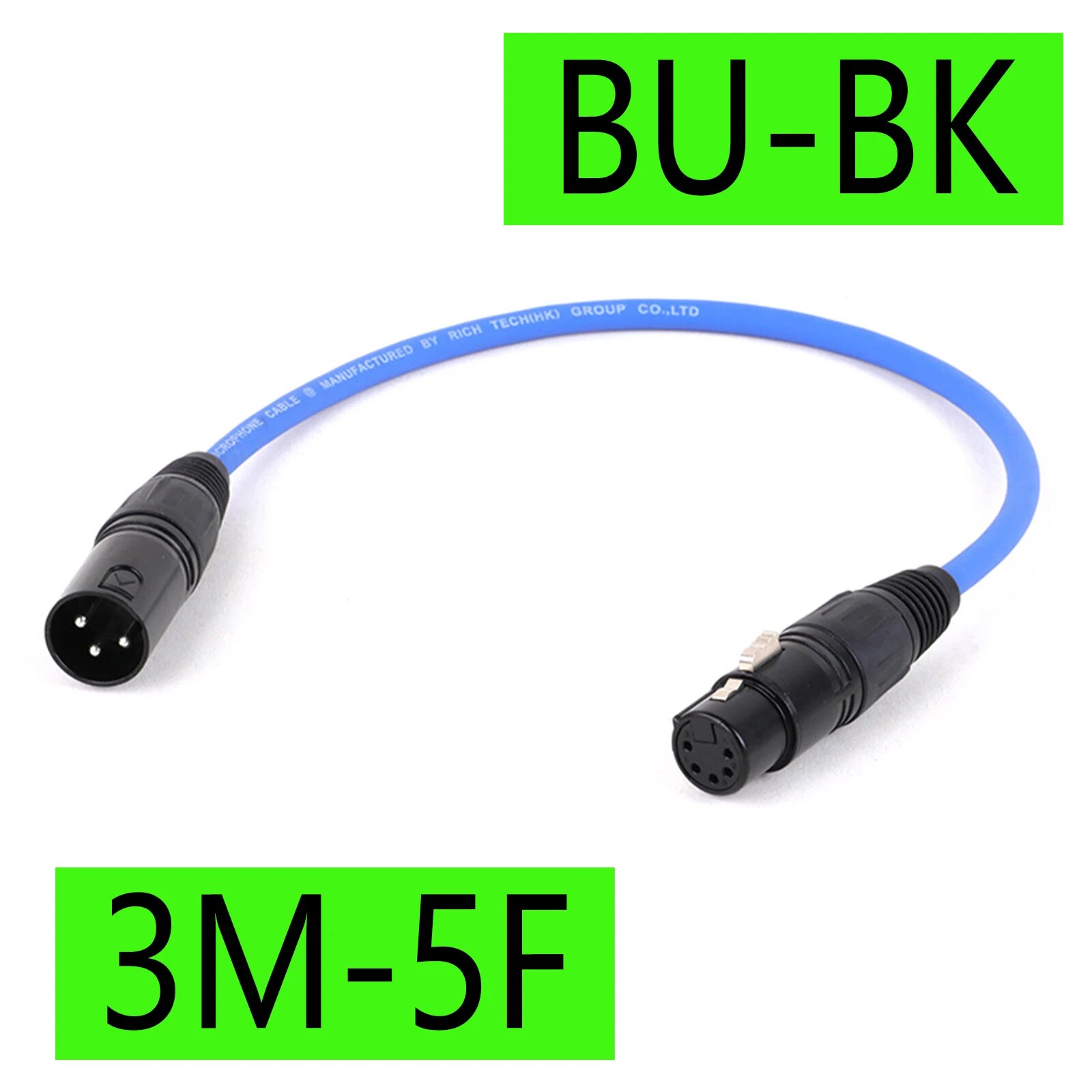 XLR кабель 1м, синий, XLR3-XLR5