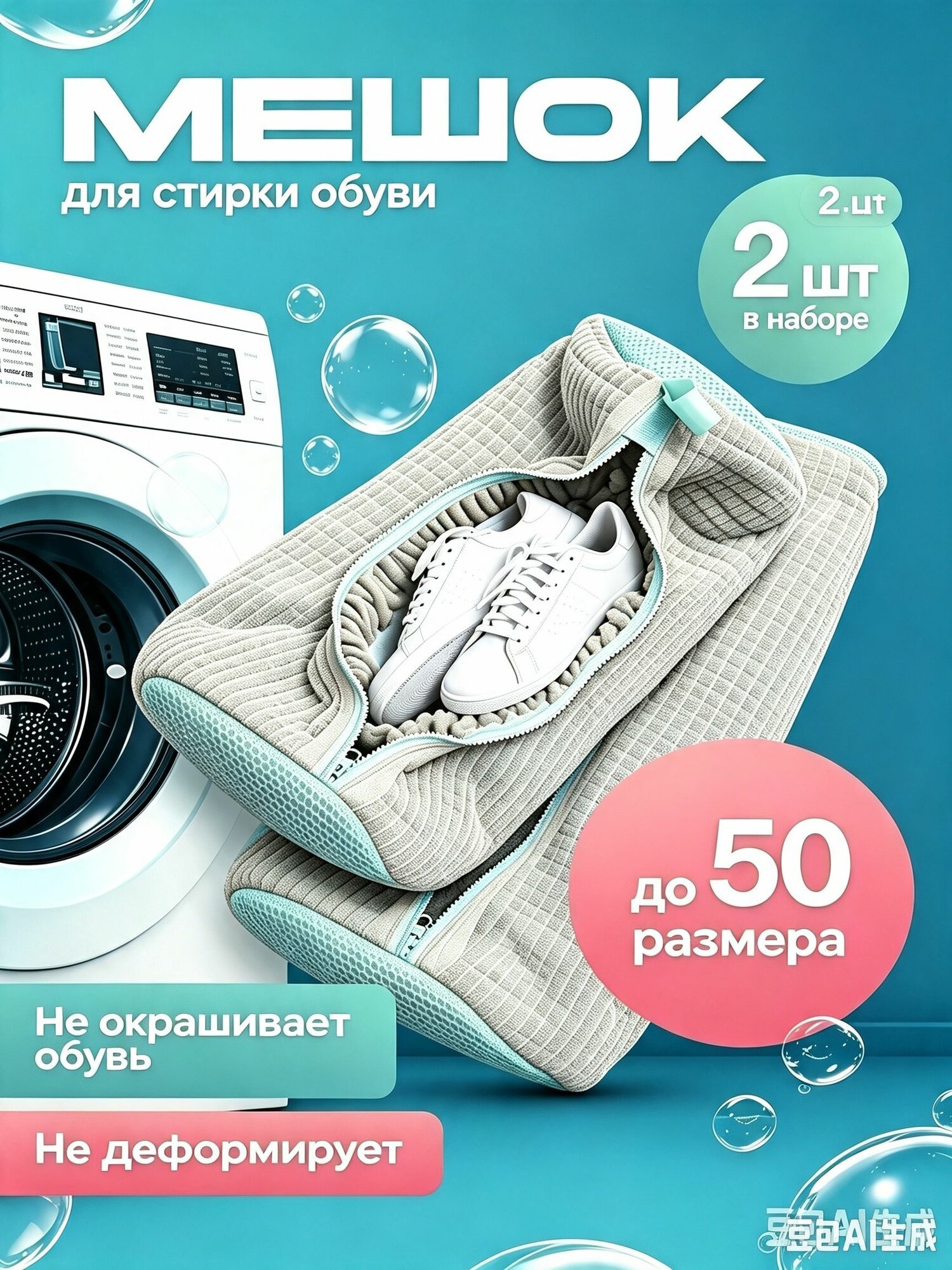 Мешок для стирки длина 42 см, ширина22 см, 2 шт.