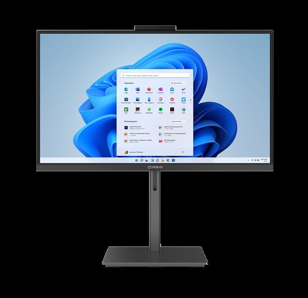 Моноблок IRBIS GroovyAIO 24 23.8" Full HD i5 1250P (1.7) 16Gb SSD512Gb Iris Xe CR Windows 11 Pro GbitEth WiFi BT 65W клавиатура мышь регулируемая подставка Cam черный 1920x1080
