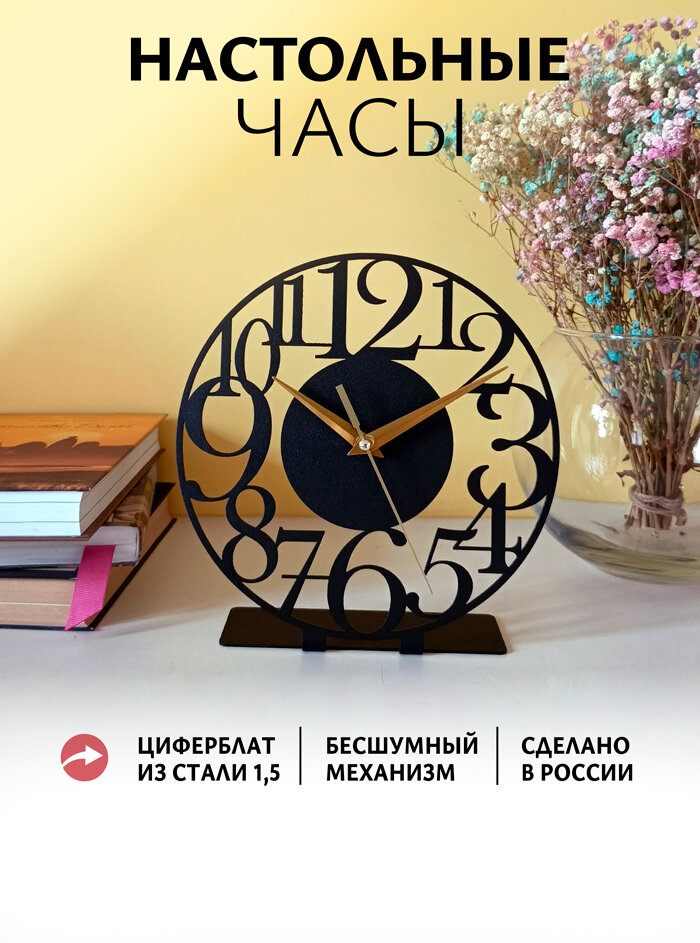Настольные часы из металла, бесшумные