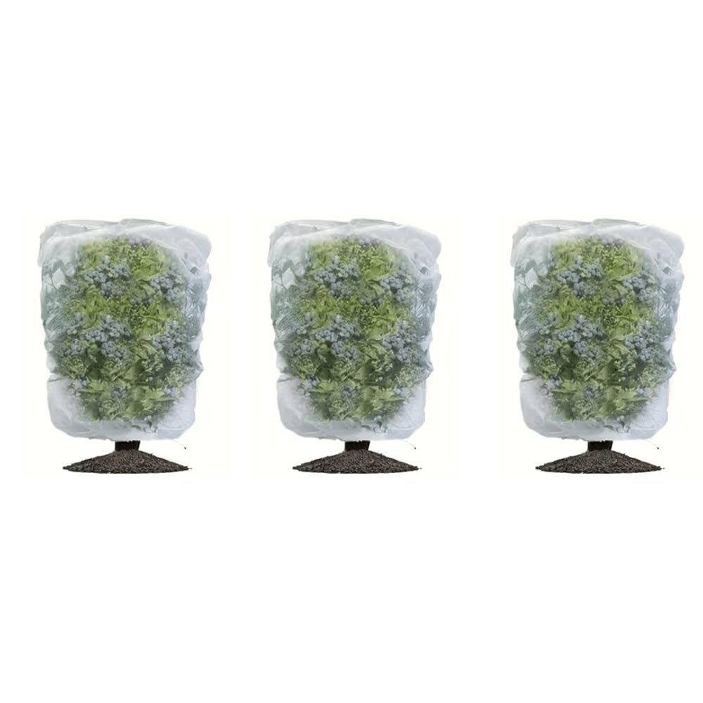 Защитная сетка для растений от насекомых и птиц со шнурком, 3 шт, для деревьев, кустарников, овощей, цветов и трав, 80x100 см