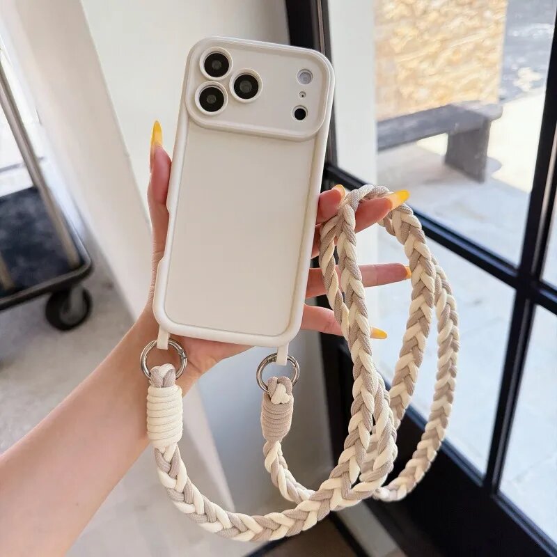 Чехол с плетёным ремешком для iPhone 18 Pro Max, 17, 14, 12, 13, 15, White new, for iPhone 17Pro Max