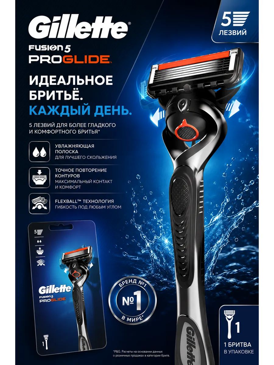 Джилет Фьюжн Проглайд / Gillette Fusion Proglide FlexBall - Станок для бритья с 1 сменной кассетой