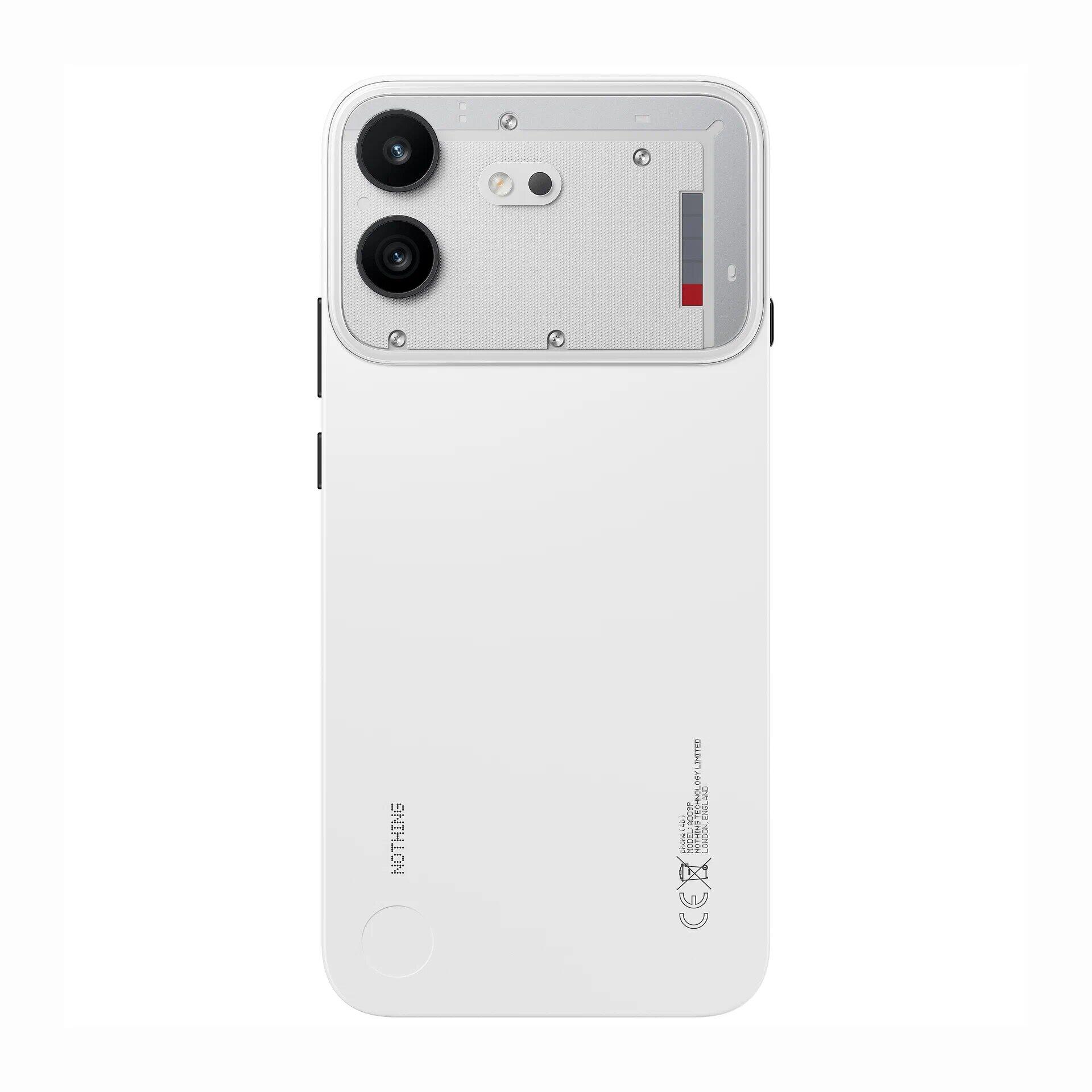 Смартфон Nothing Phone (4b), 4K-видео, LED-подсветка, 8/128Gb, White (Белый)