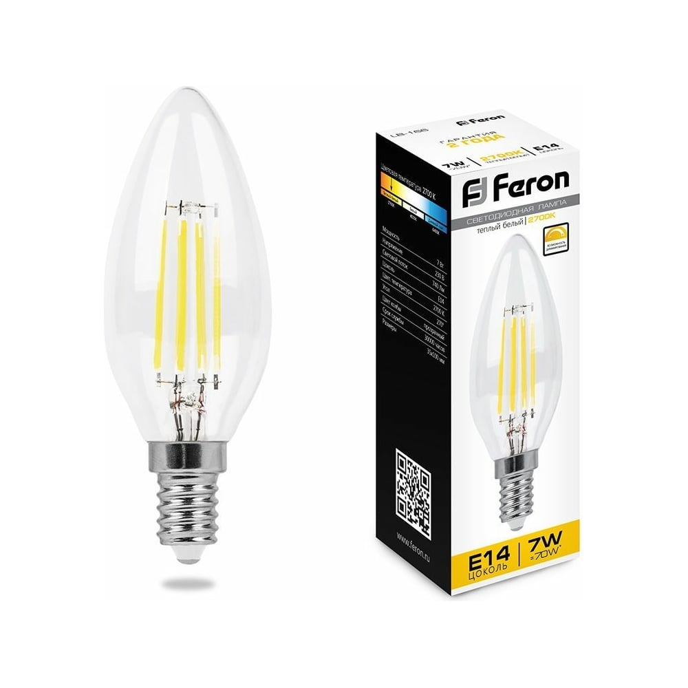 Лампа светодиодная FERON 7W 230V E14 2700K, LB-166 25870