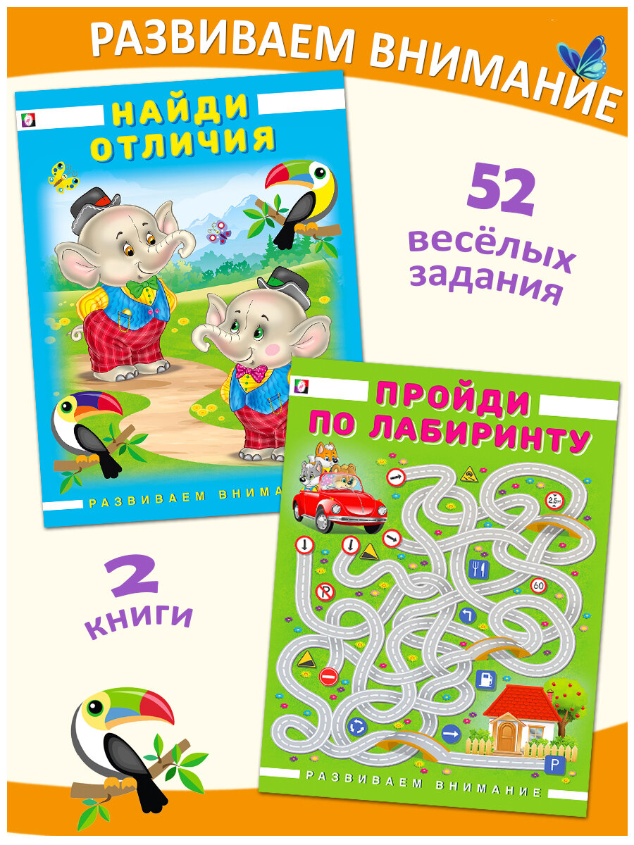 Развиваем внимание Издательство Фламинго Набор из 2 книг: Найди отличия, Пройди по лабиринту