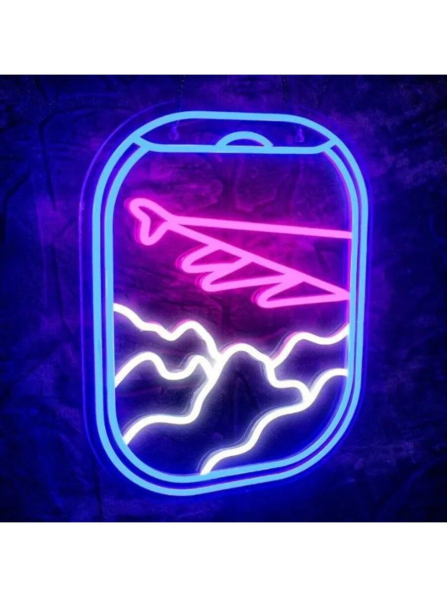 Неоновая вывеска, Вид из окна самолета42*32cm, LED, Вид из окна самолёта, выполненный из акриловой панели