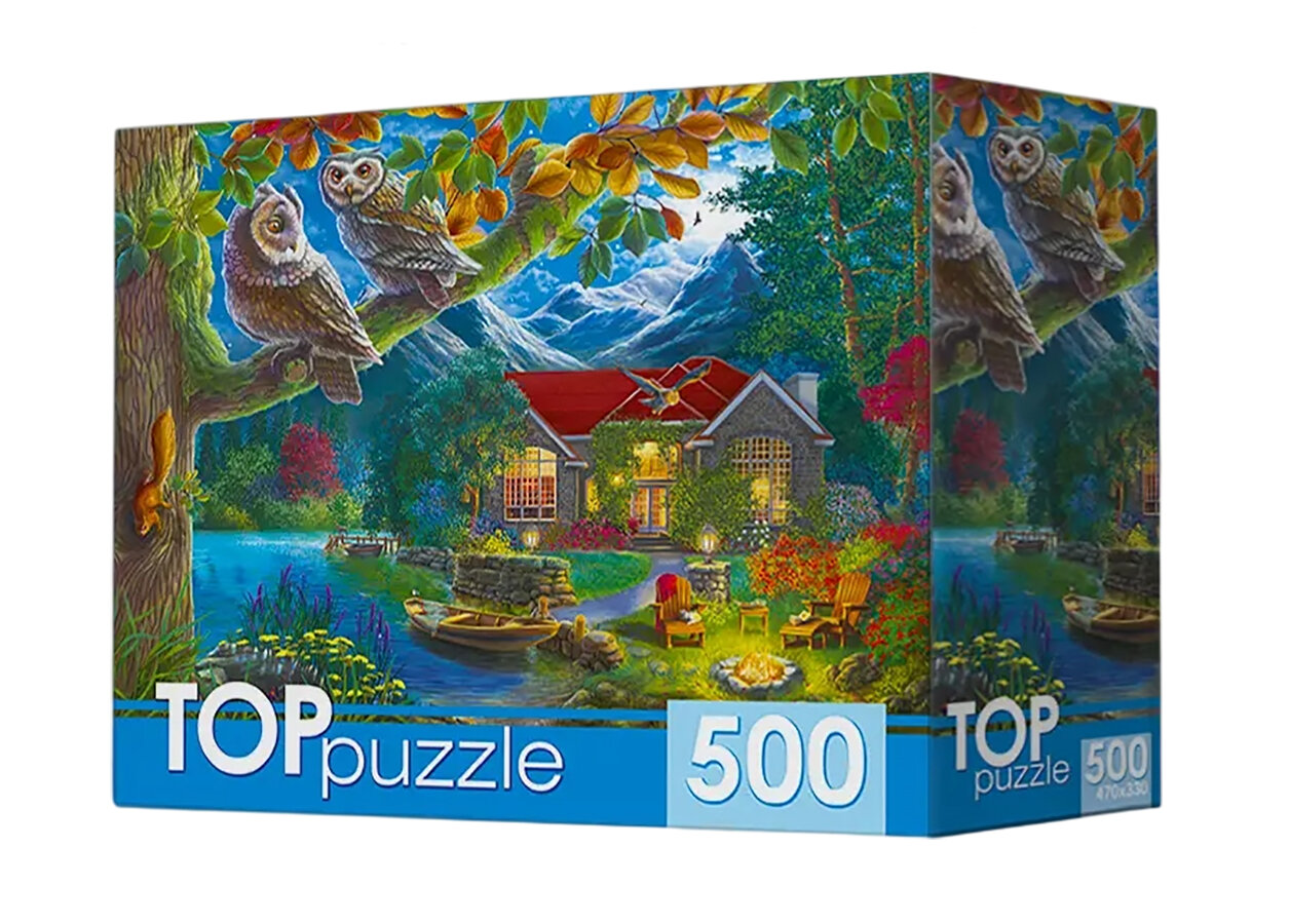 Пазл для взрослых TOP Puzzle 500 деталей, элементов: Ночной пейзаж и совы