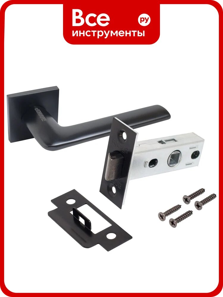 Комплект ручка и защелка Аллюр АРТ "ТИНА" BL+L45-8 BL (88150/S45) матовый черный 15717