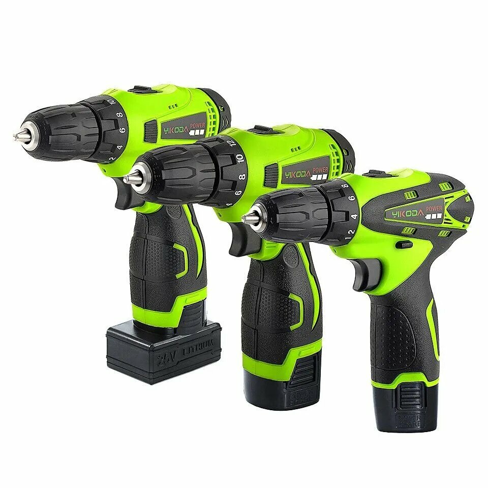 Электрический шуруповерт YIKODA, аккумуляторная литий-ионная дрель 12V 21V